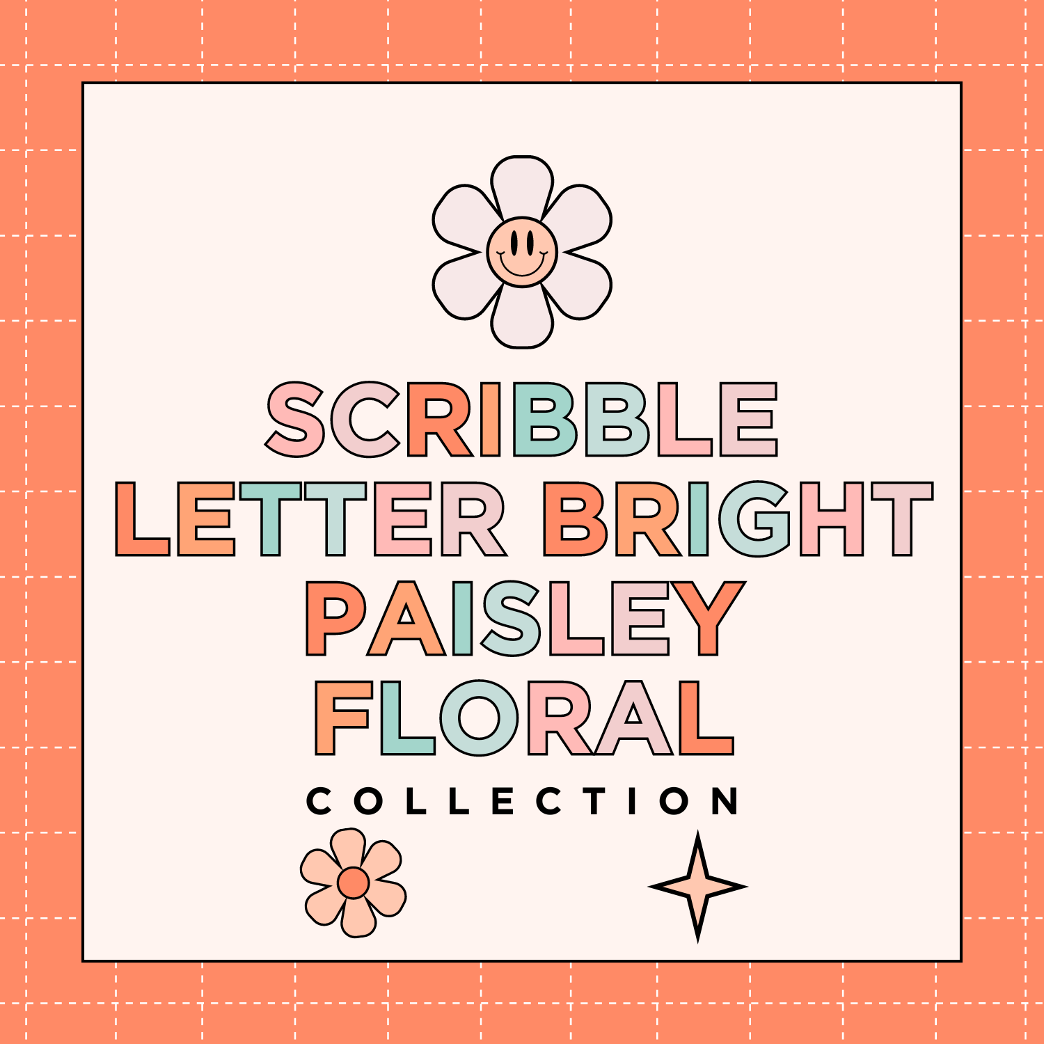 Scribble Letter Bright Paisley Floral – Flawless Transfers