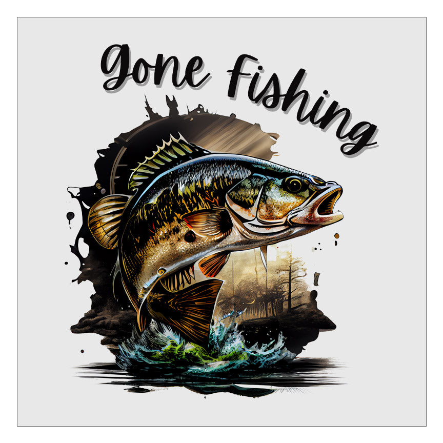 Gone Fishing Bass Fish DTF Transfer – Flawless Transfers