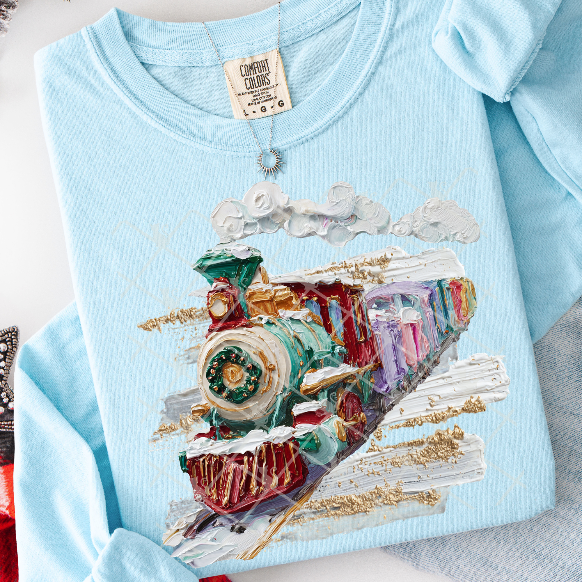 Hand Painted North Pole Train #2790 DTF Transfer – Flawless Transfers