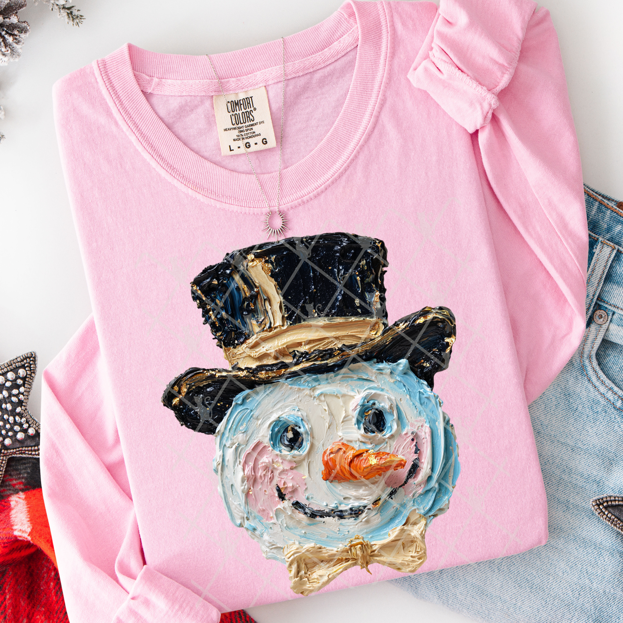 Hand Painted Snowman #2798 DTF Transfer – Flawless Transfers