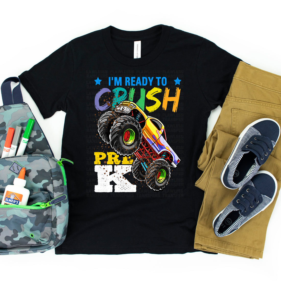 Prek - First Day Of School - Monster Truck Design DTF Transfer ...